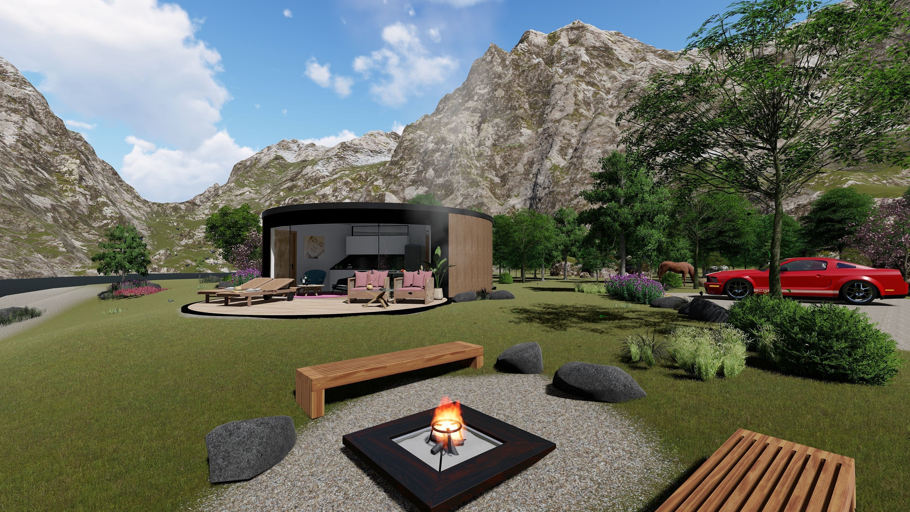 3D model modern round house design 3d model VR / AR / low-poly | CGTrader