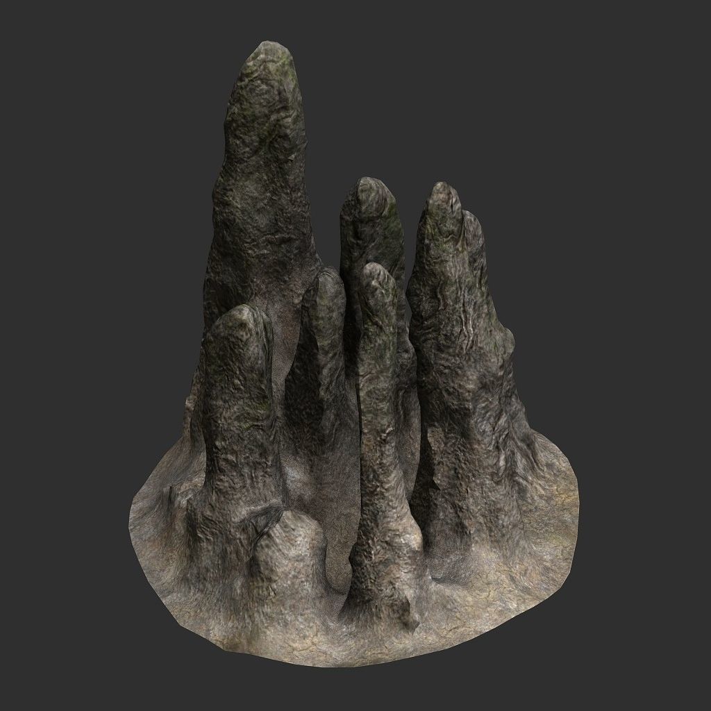 Stalagmites rock formation with grass on top free 3D model | CGTrader