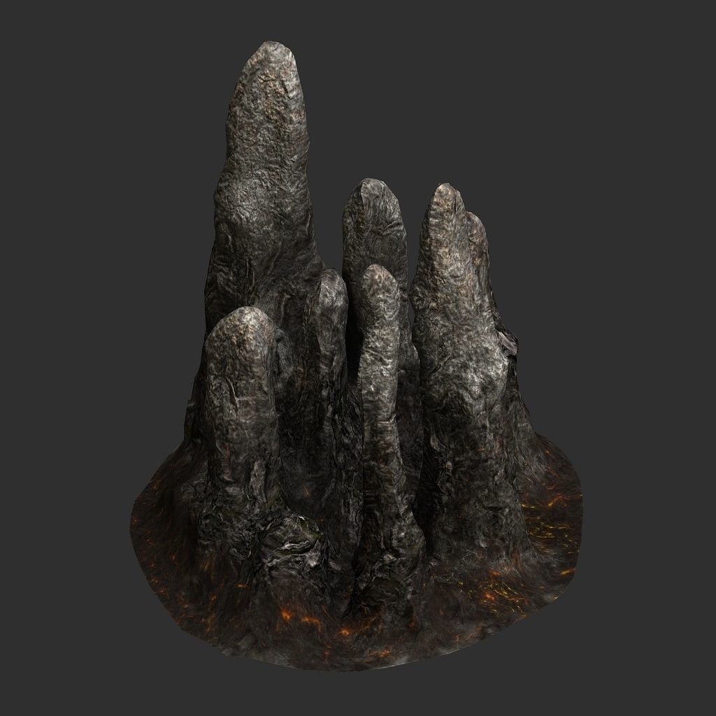 Stalagmites rock formation with grass on top free 3D model | CGTrader