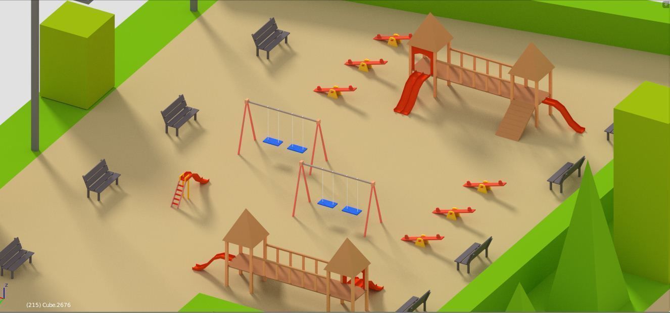 3D model Park with children games Low-poly VR / AR / low-poly | CGTrader