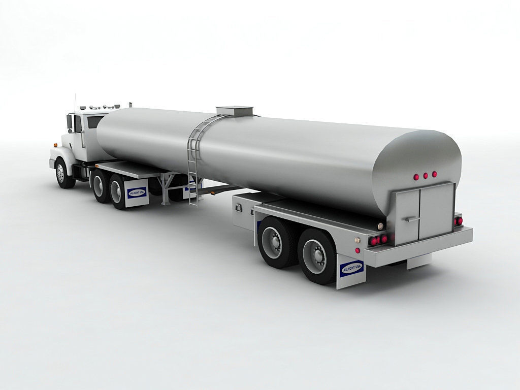 3D model Semi Truck With Milk Tanker Trailer VR / AR / low-poly | CGTrader