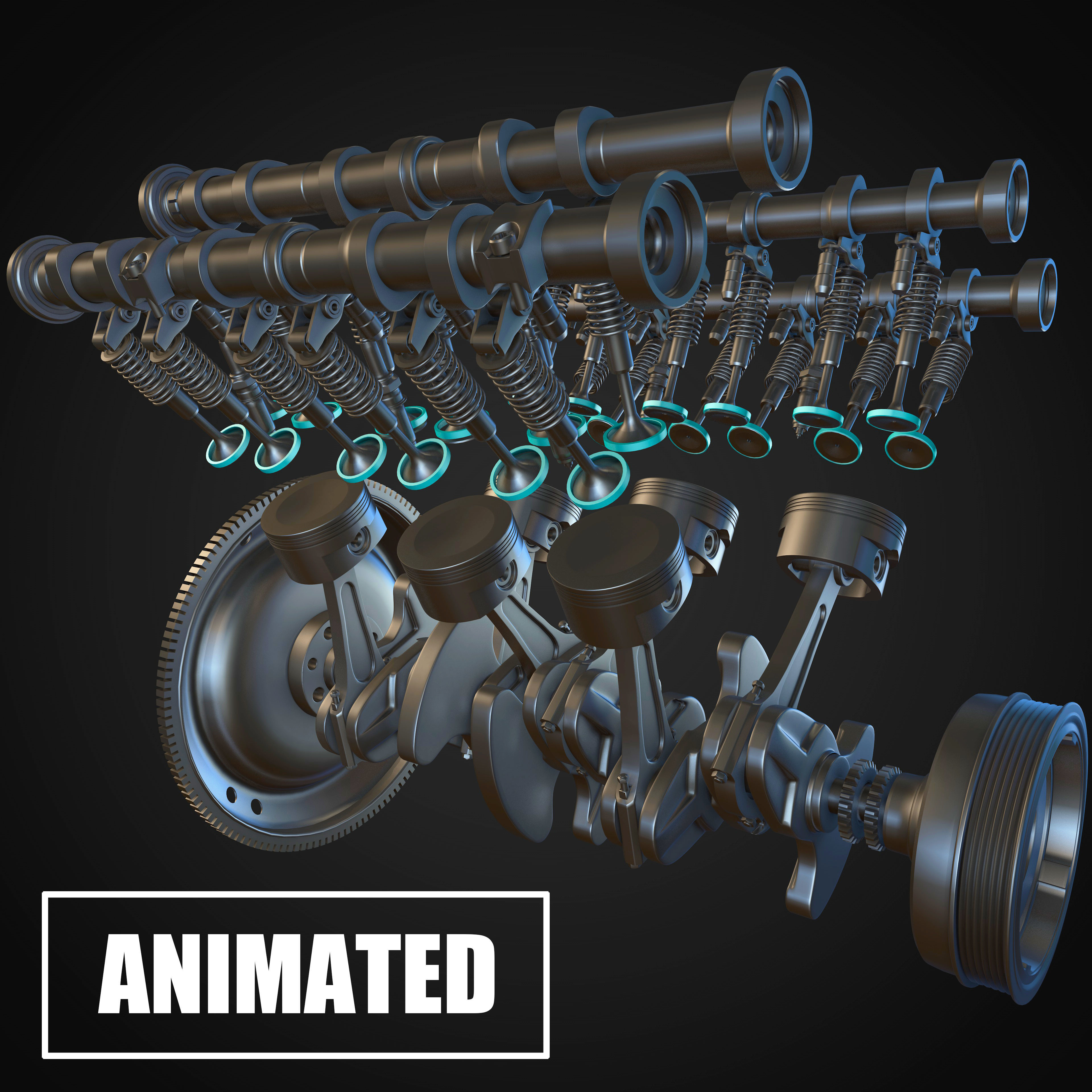 v6 Engine Animated 3D model animated | CGTrader