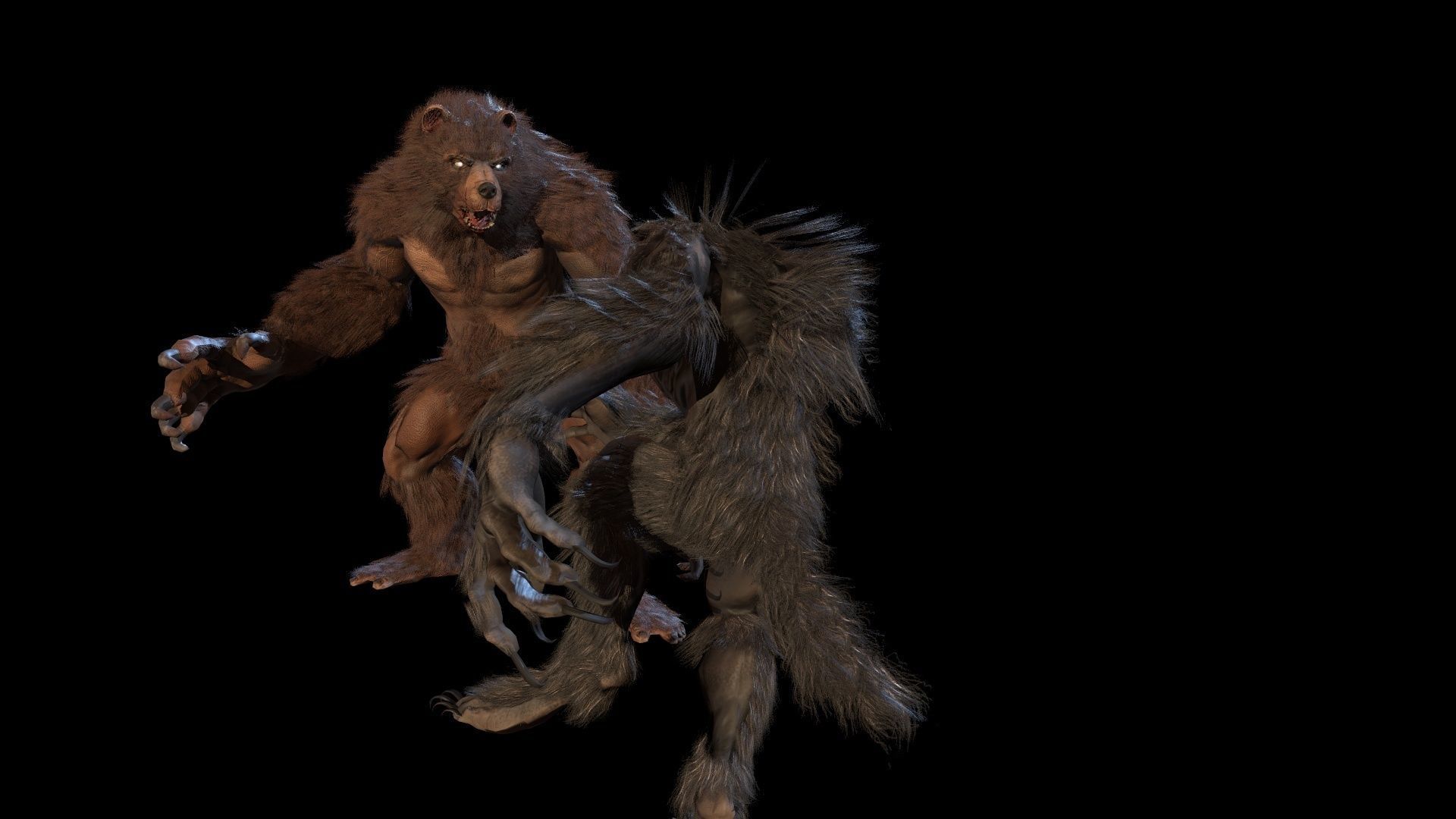 3D Model Collection WereBear vs Werewolf VR / AR / low-poly | CGTrader