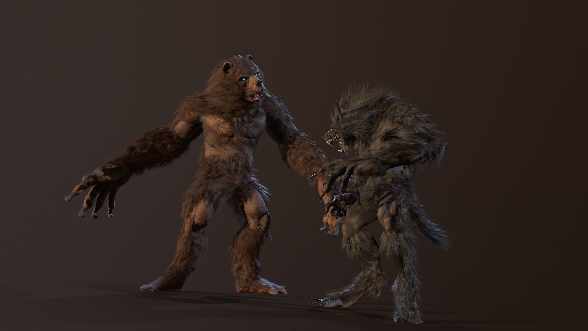 3D Model Collection WereBear vs Werewolf VR / AR / low-poly | CGTrader