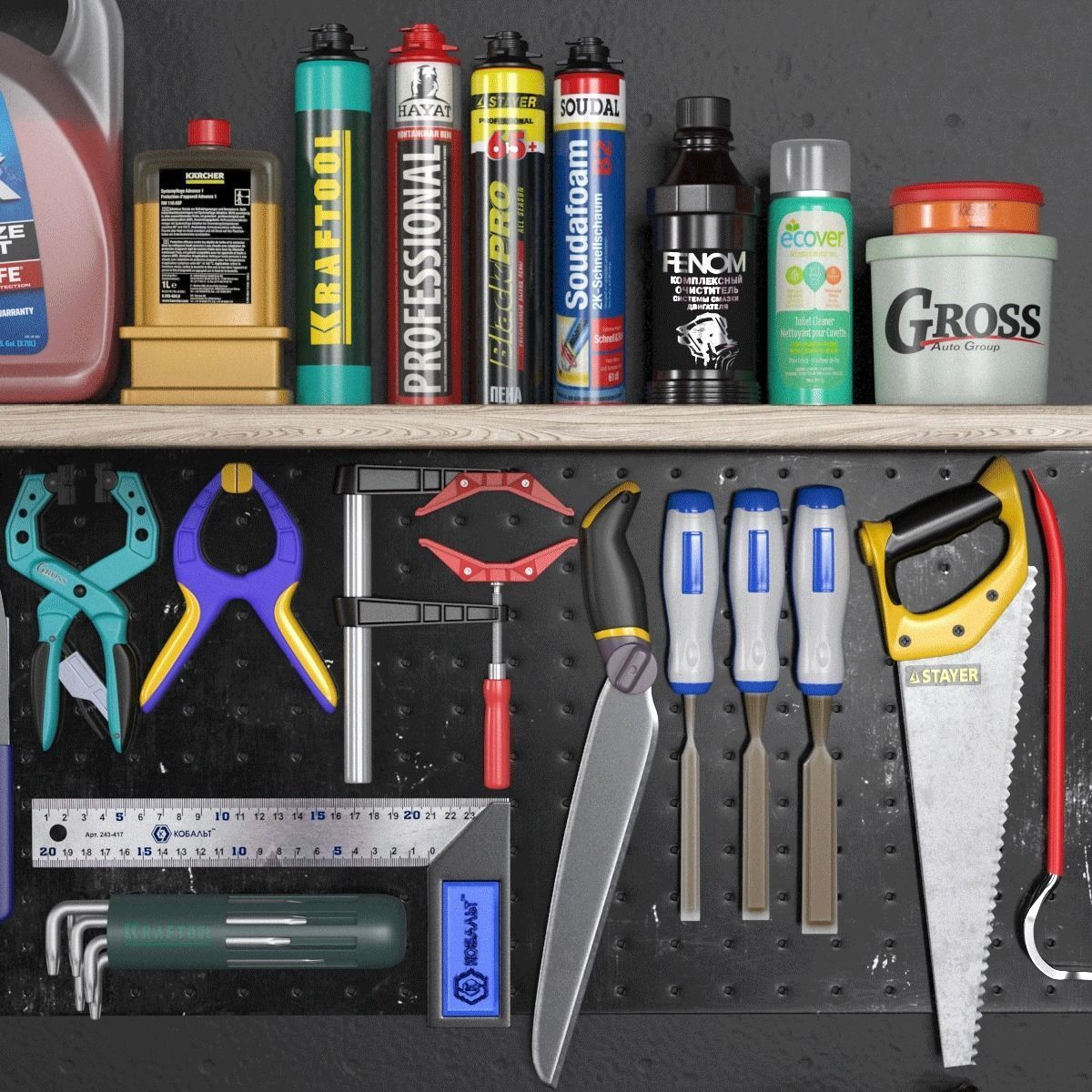 3D model garage tools set 3 VR / AR / low-poly | CGTrader