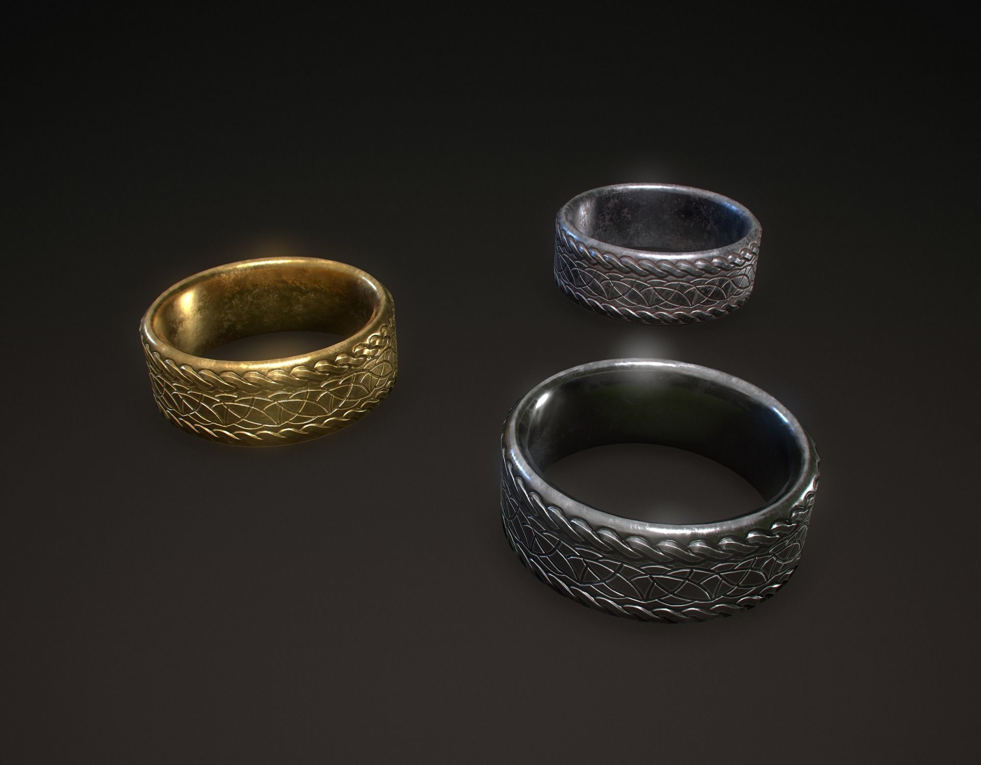 3D model Gold silver and iron rings VR / AR / low-poly | CGTrader