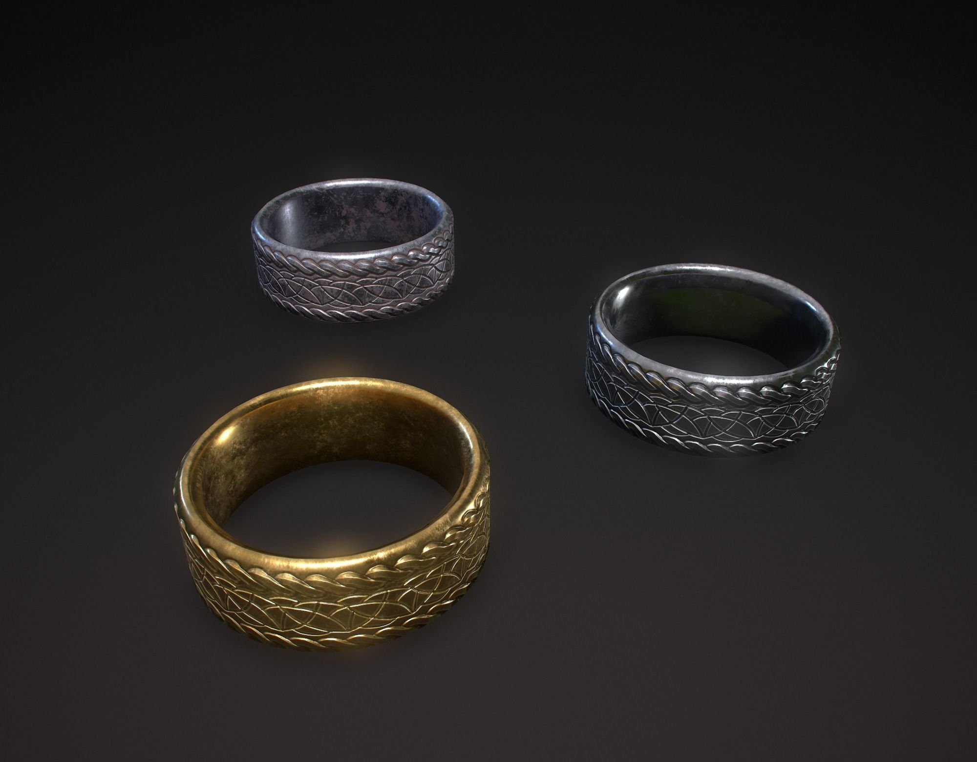 3D model Gold silver and iron rings VR / AR / low-poly | CGTrader