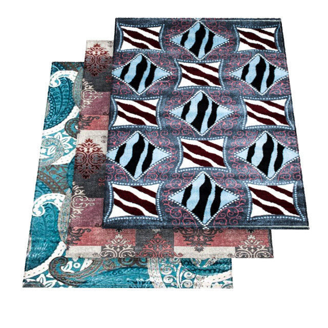carpet set of three area rugs 3D model | CGTrader