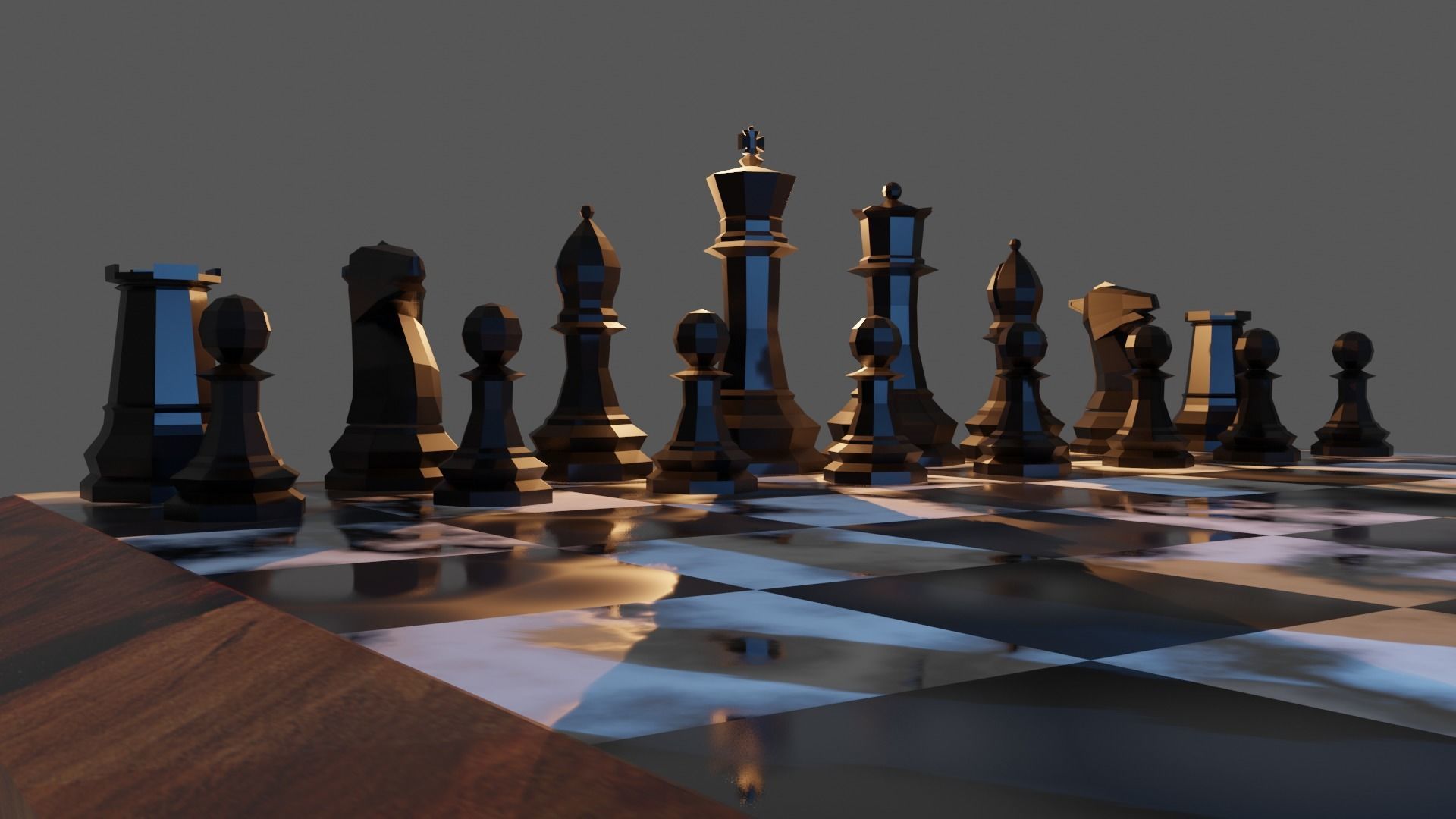 Low poly Chess set board with pieces free VR / AR / low-poly 3D model ...