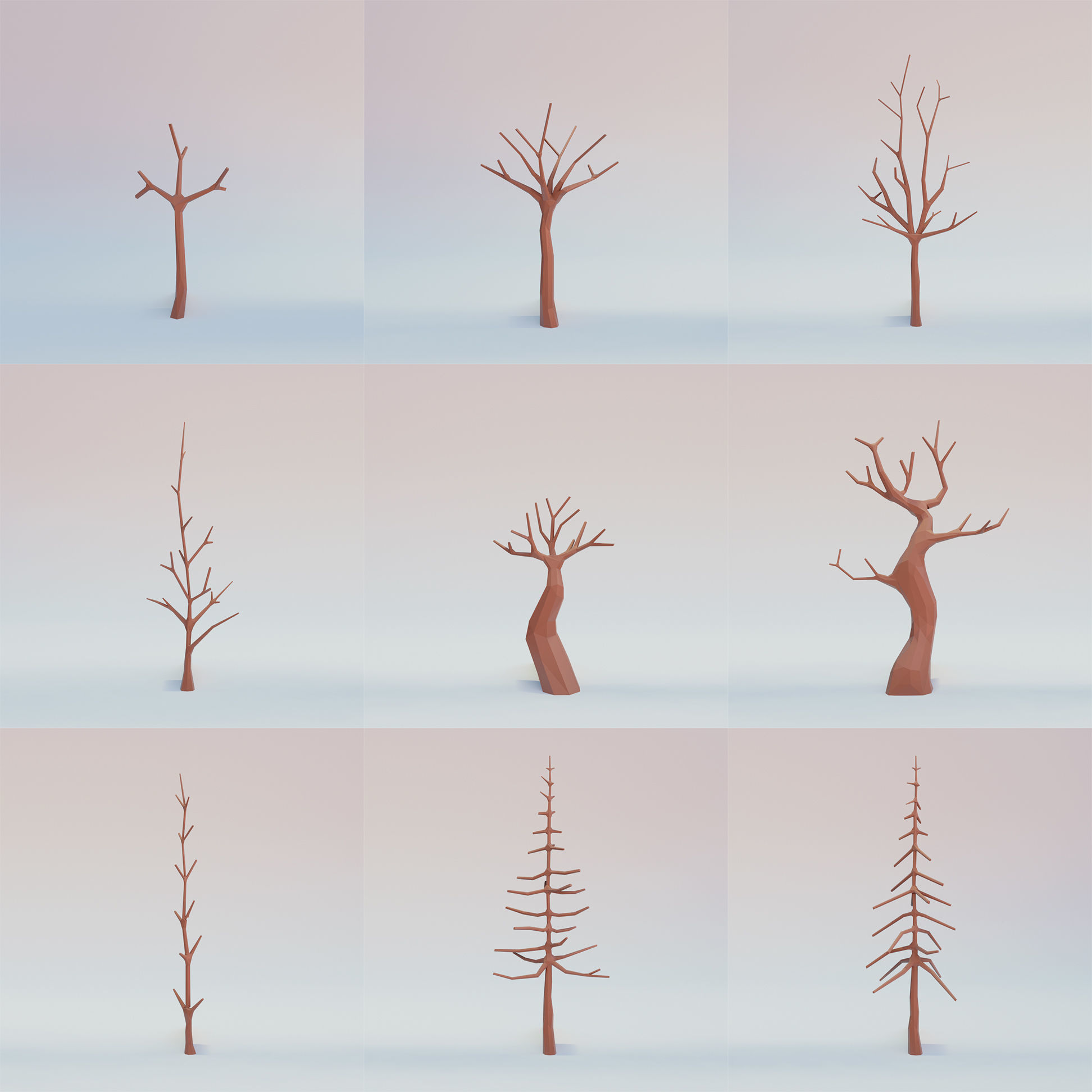 3D model Tree set VR / AR / low-poly | CGTrader