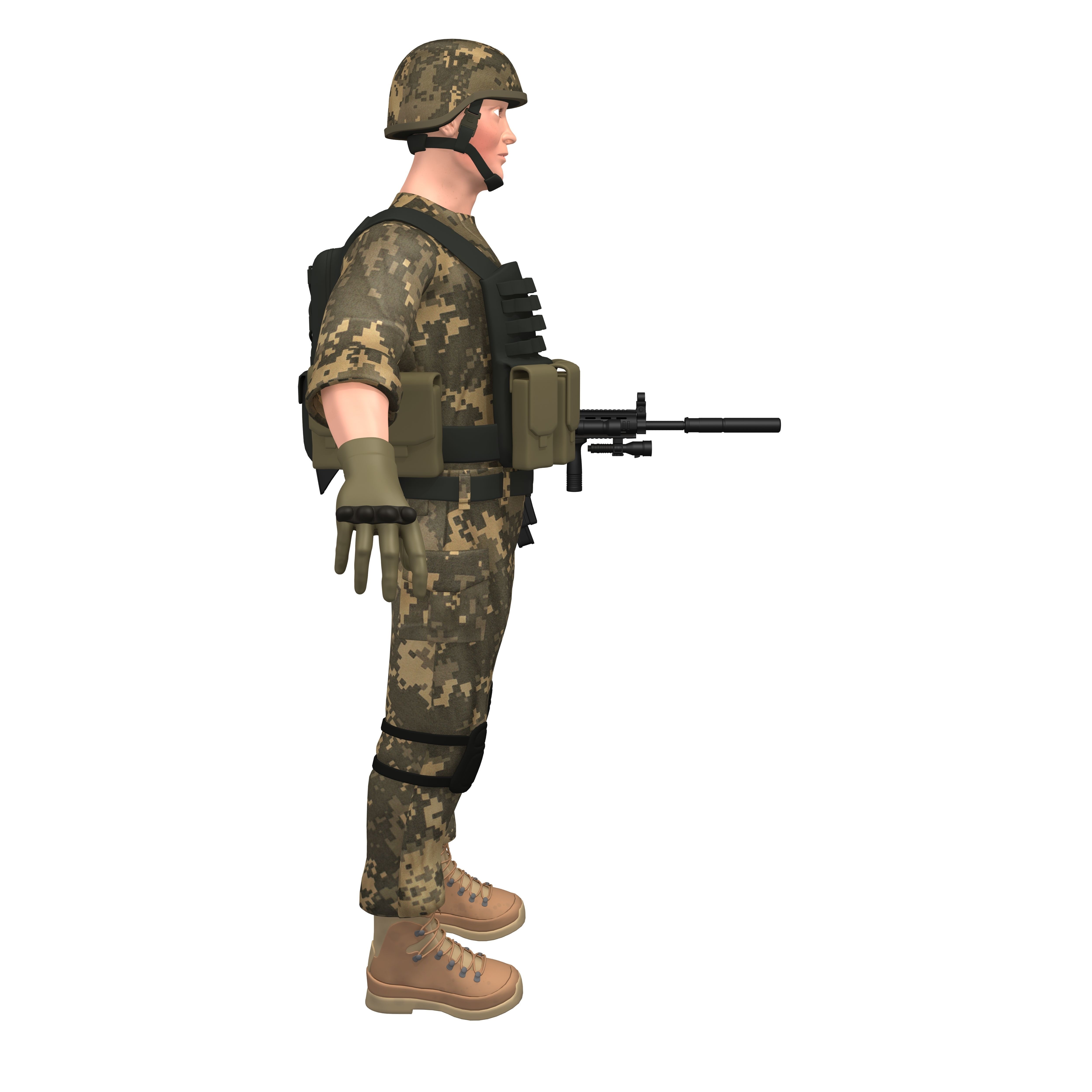 3D Soldier with rifle 3D model | CGTrader