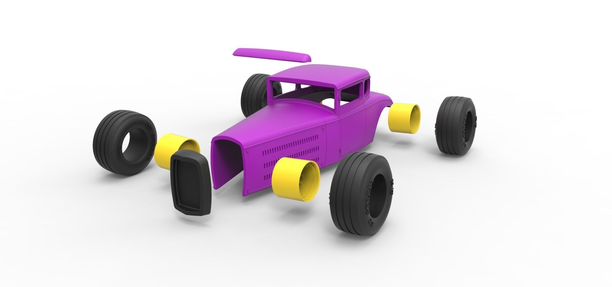Shell and wheels for Hot rod Scale 1 to 24 3D model 3D printable | CGTrader