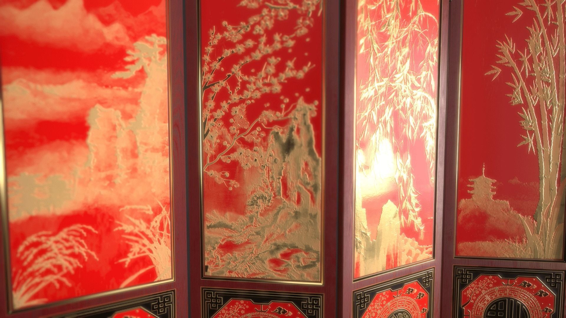 3D model Room Divider Screens Set VR / AR / low-poly | CGTrader