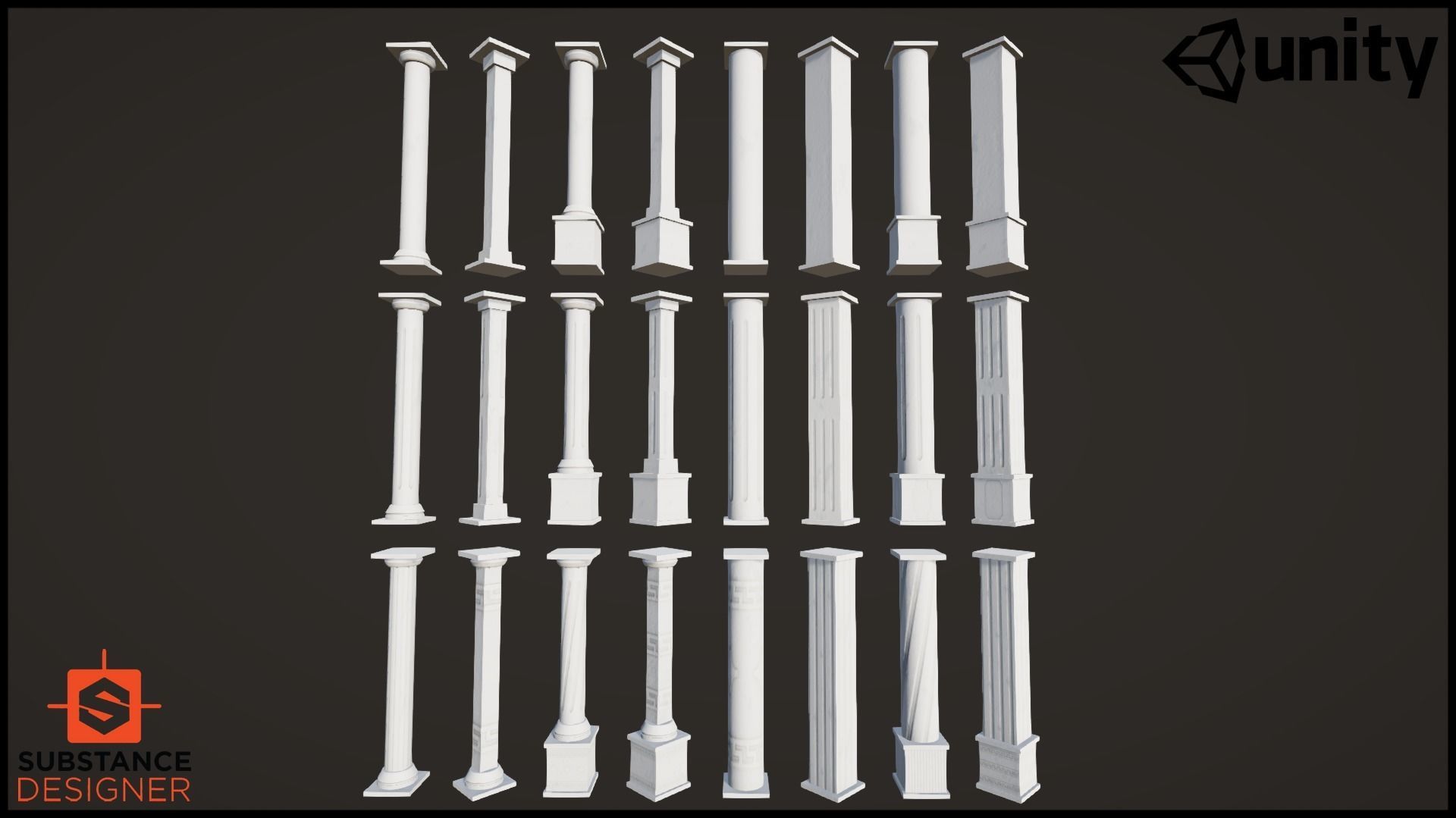 PBR Columns set of metal 3D model | CGTrader