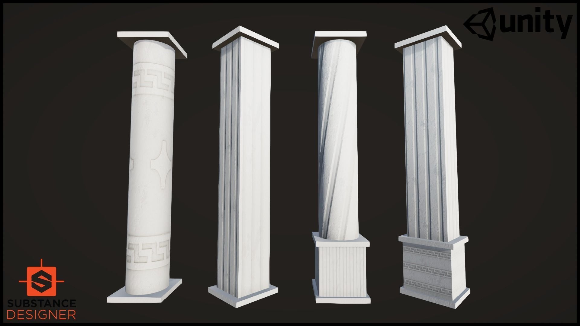 PBR Columns set of metal 3D model | CGTrader
