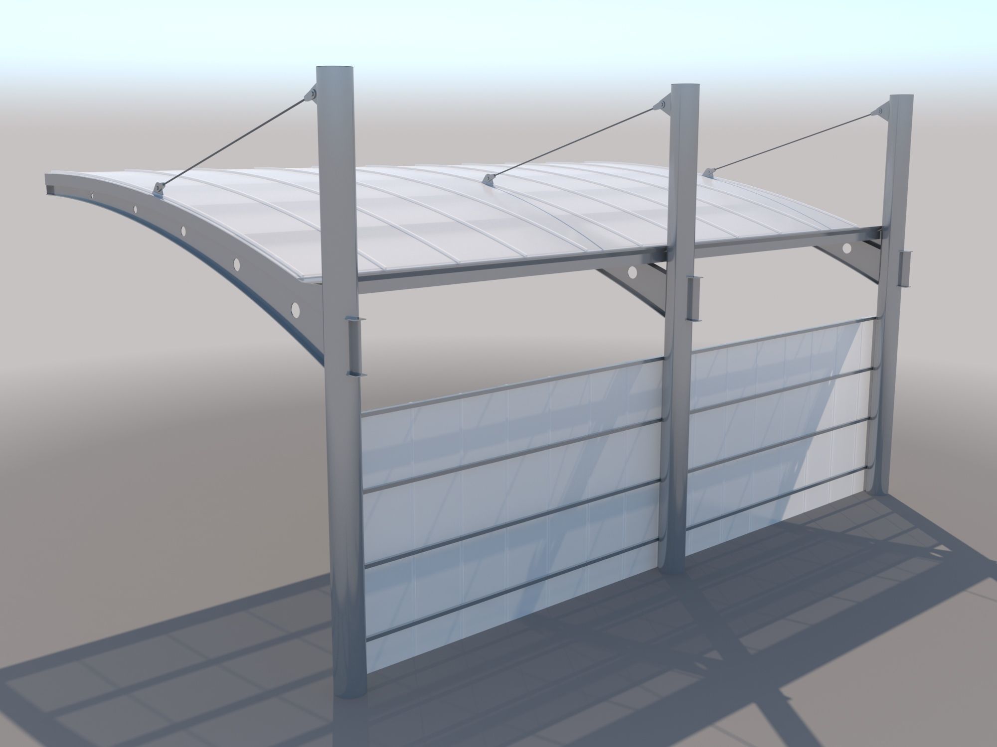 Carport Design With Steel Construction 3D model | CGTrader