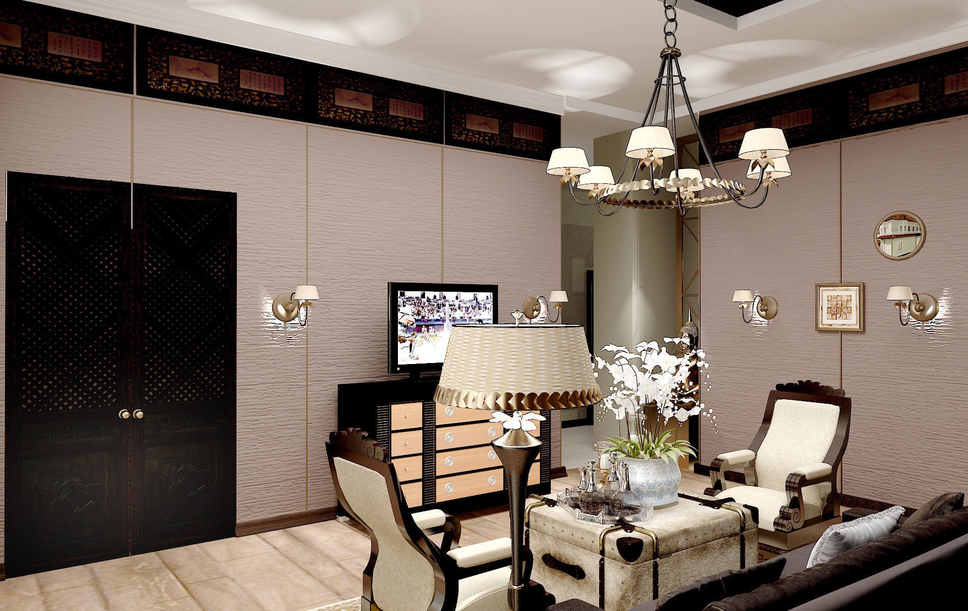 Colonial Style Liveroom 3D model | CGTrader