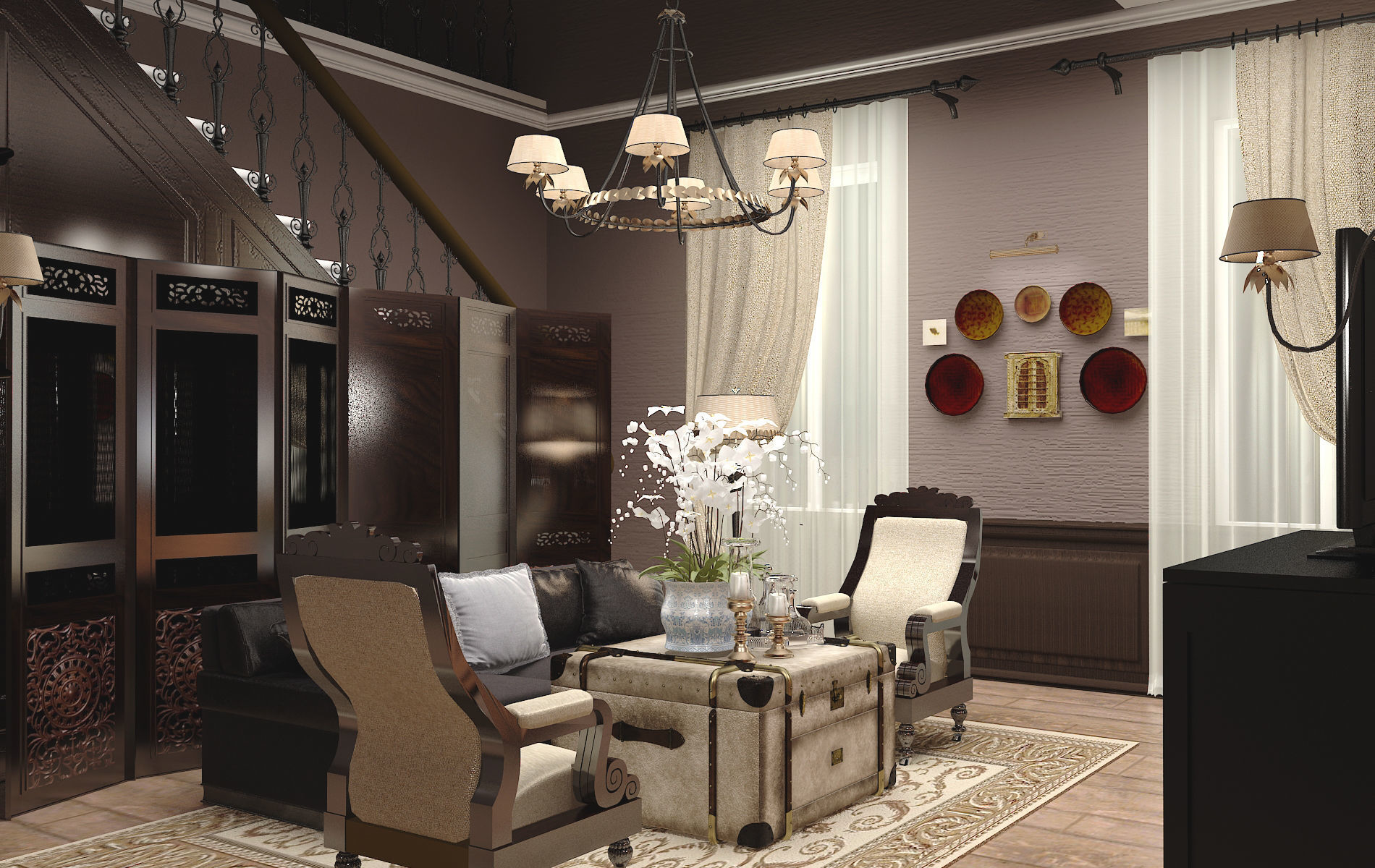 Colonial Style Liveroom 3D model | CGTrader