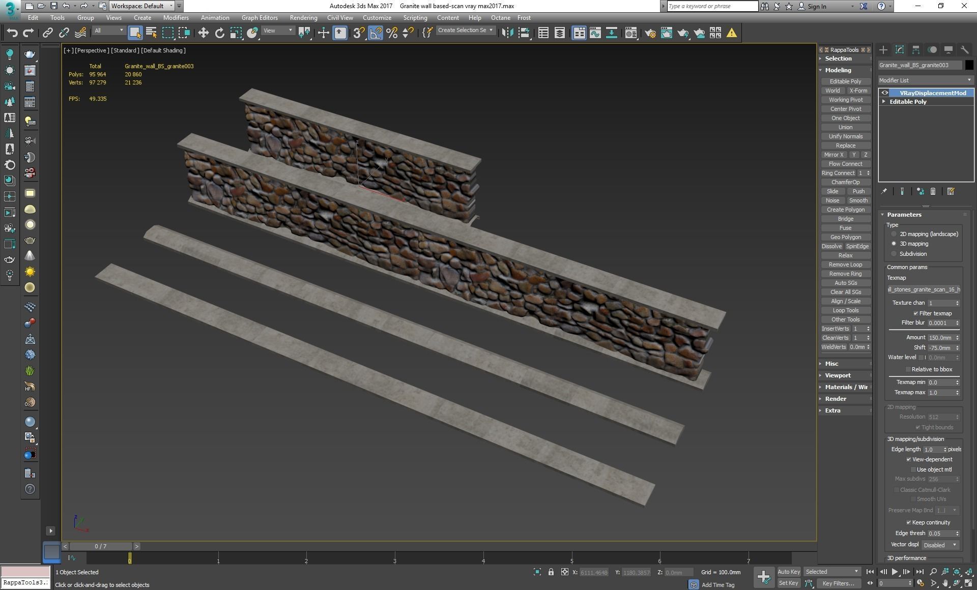 3D model Granite wall based-scan VR / AR / low-poly | CGTrader