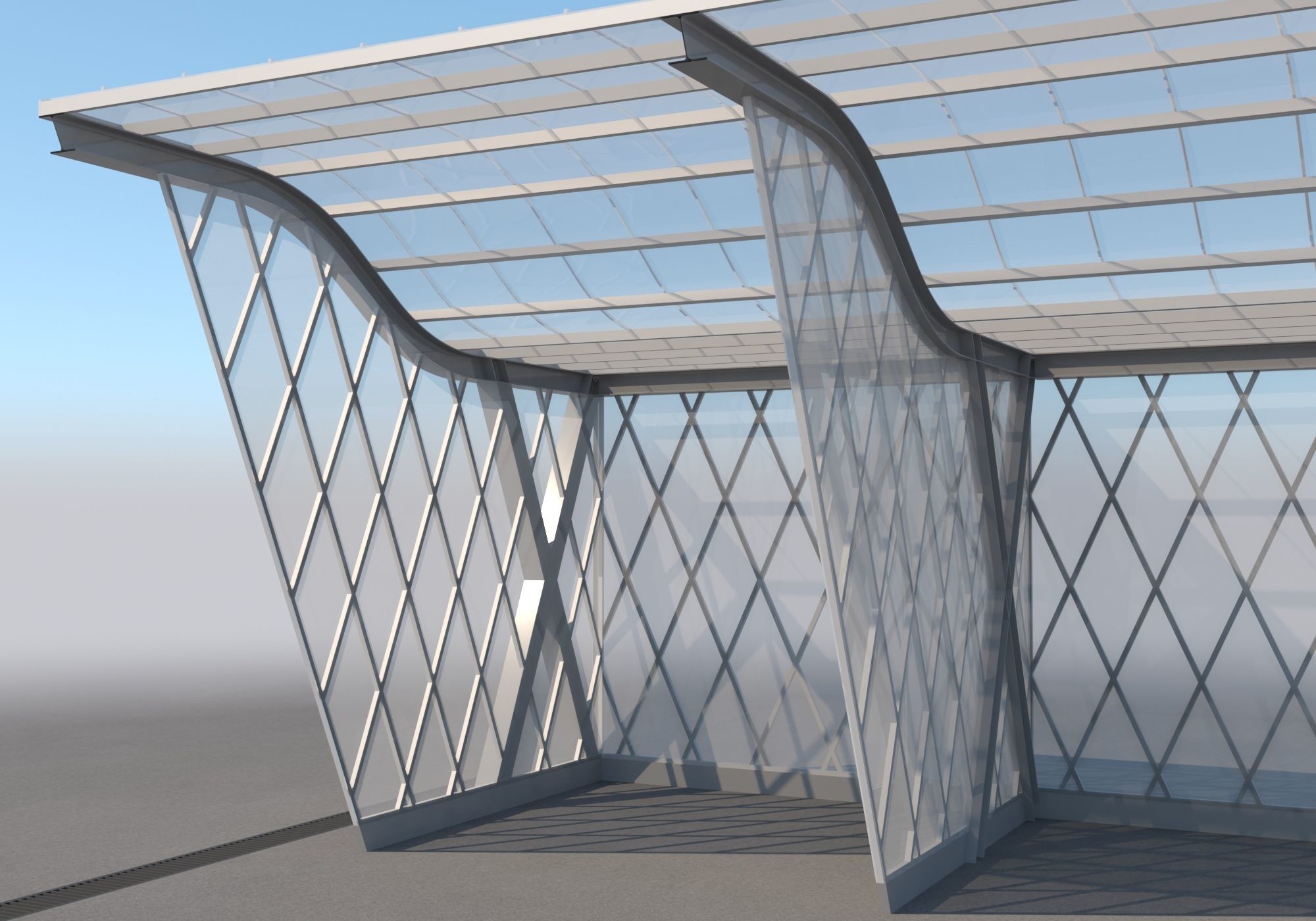 Carport Design With Steel Construction 4 3D model | CGTrader