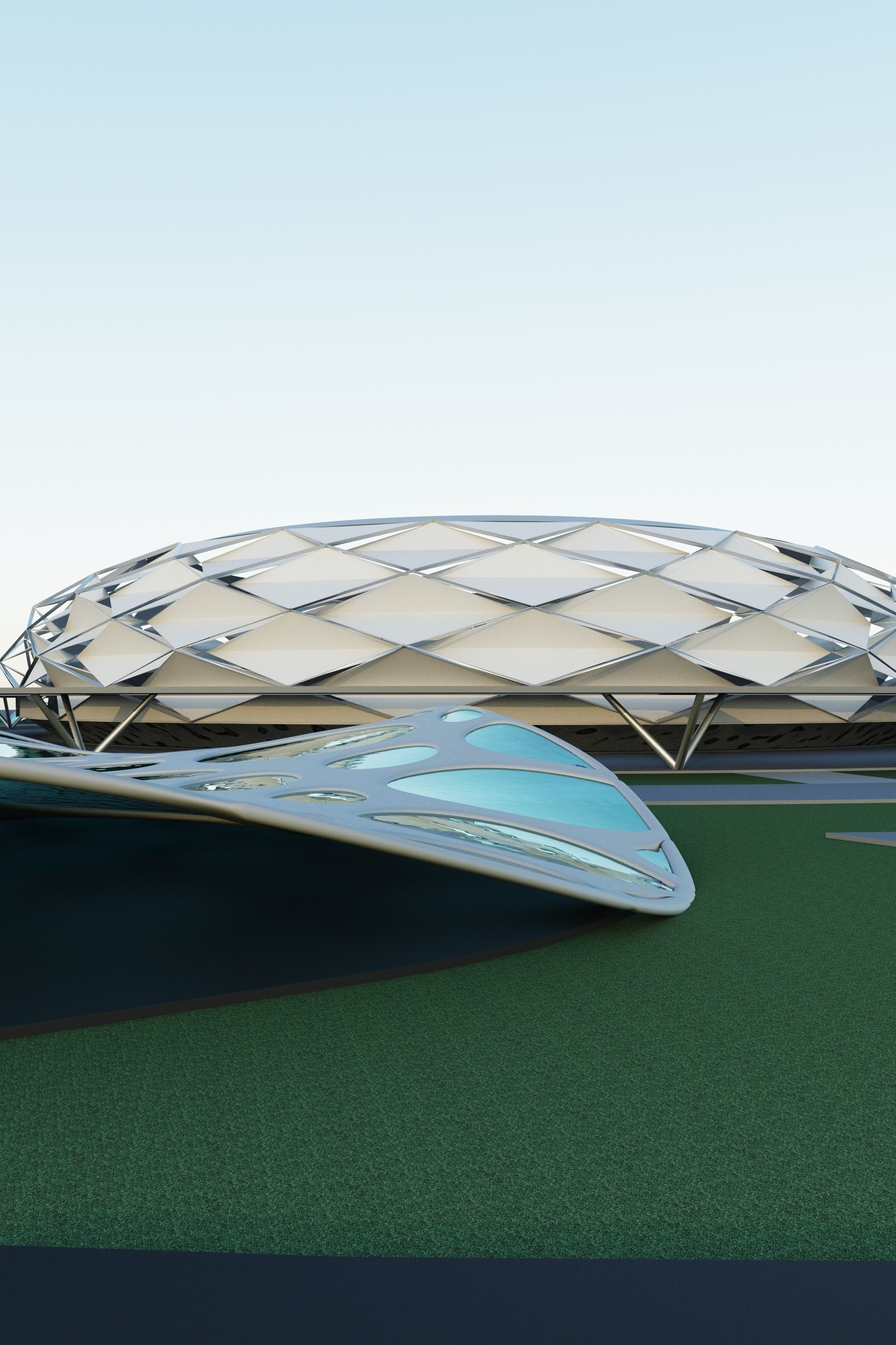 stadium futuristic with roof 3D model | CGTrader