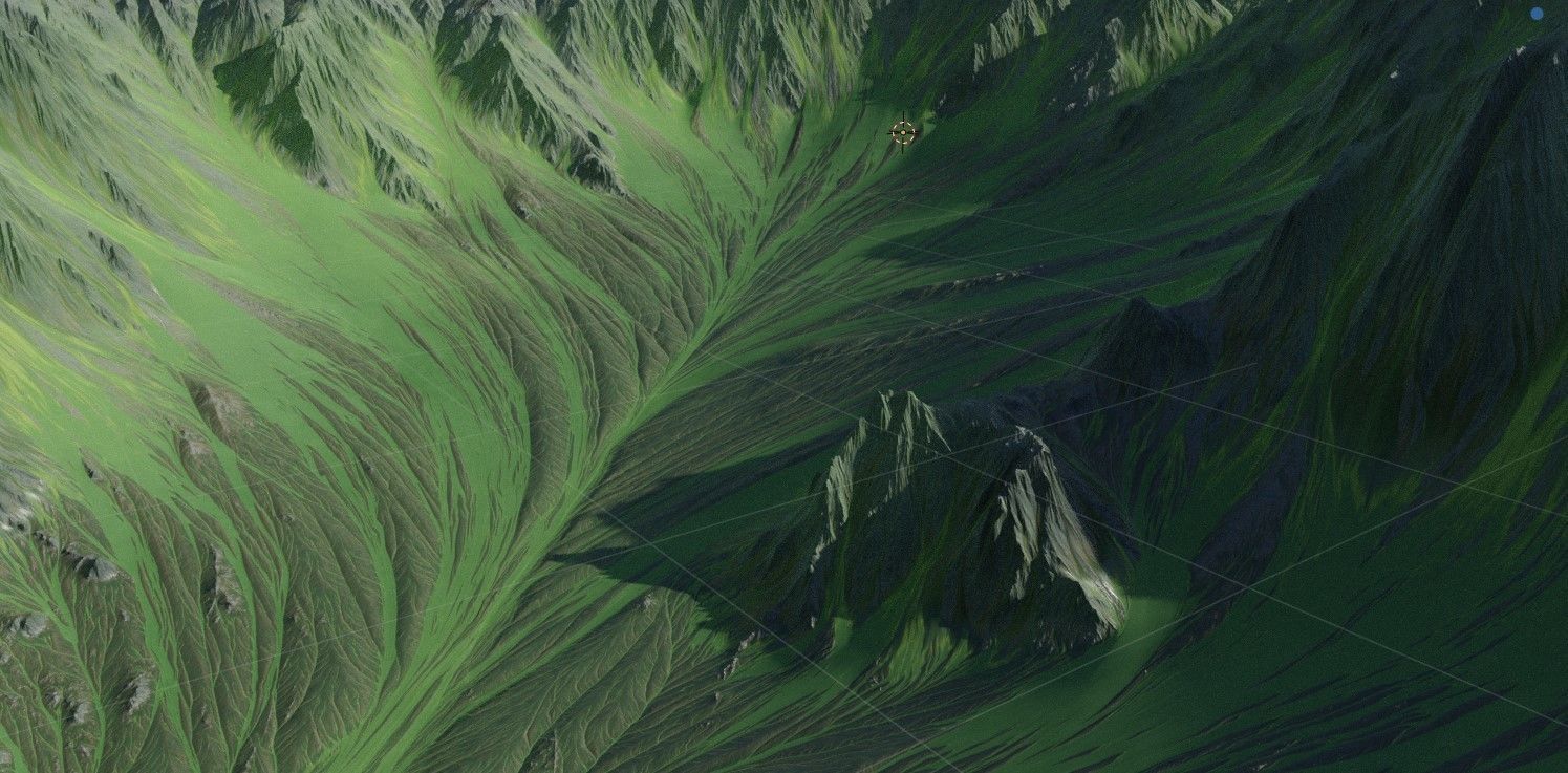 Mountainous green terrain 16k free 3D model | CGTrader