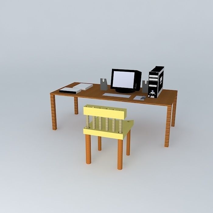 computer table and chai 3D model | CGTrader