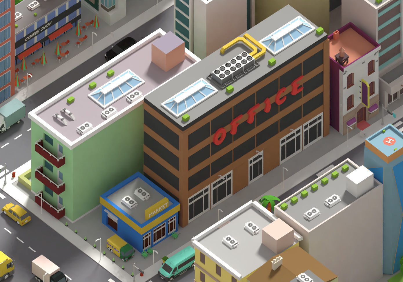 3D model SimplePoly City - Low Poly Assets Low-poly 3D model VR / AR ...