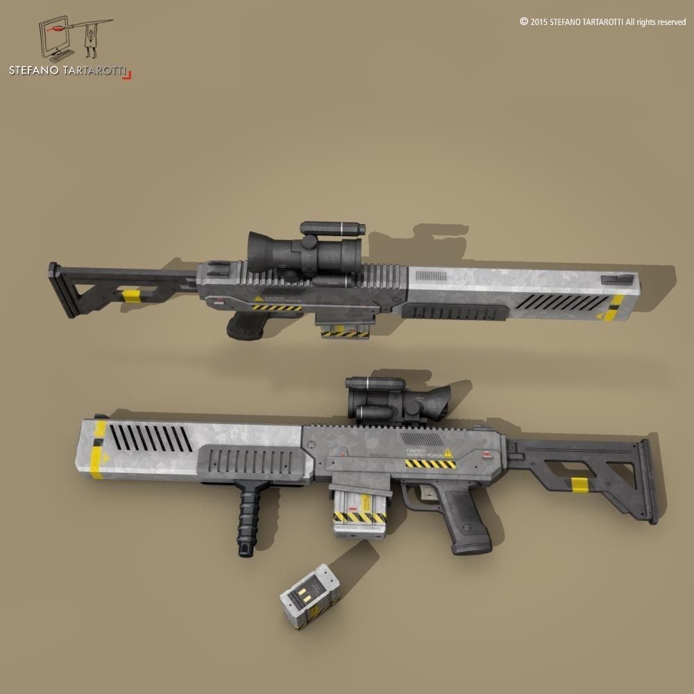 sci fi battle rifle 3D model | CGTrader