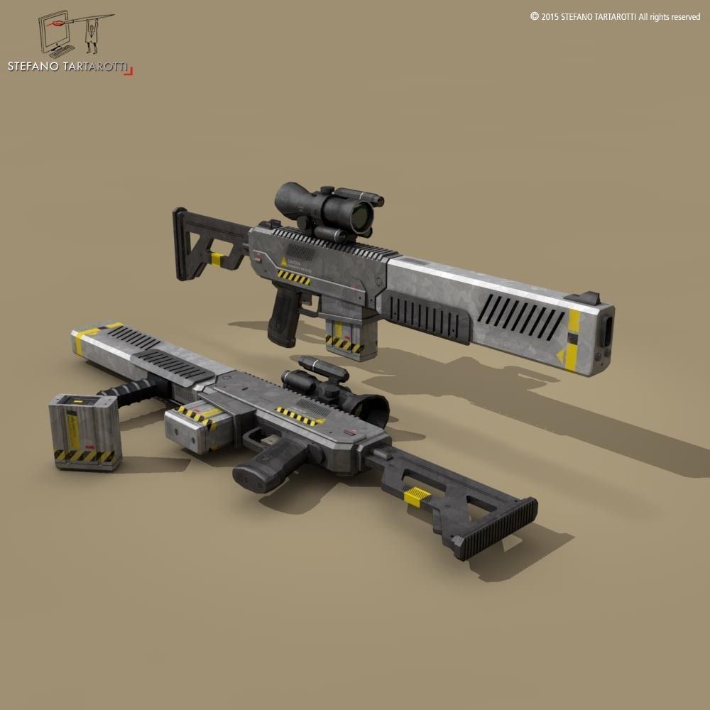 sci fi battle rifle 3D model | CGTrader