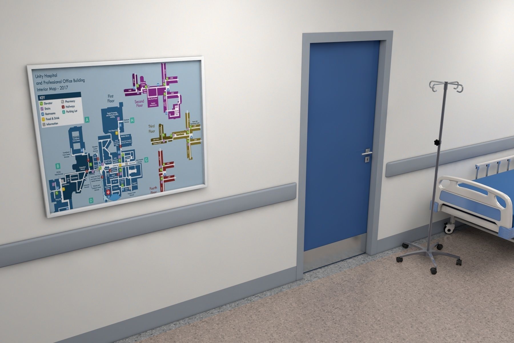 Hospital Hall V2 3D model | CGTrader