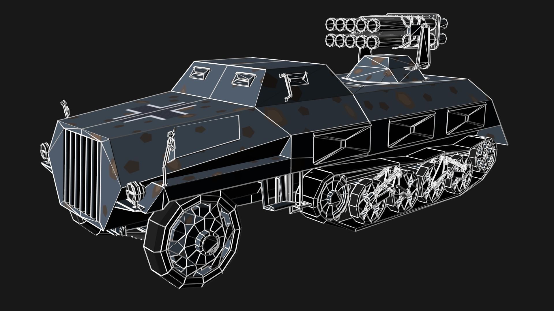 3D model 15cm Panzerwerfer 42Auf Sf LowPoly isometric VR / AR / low ...