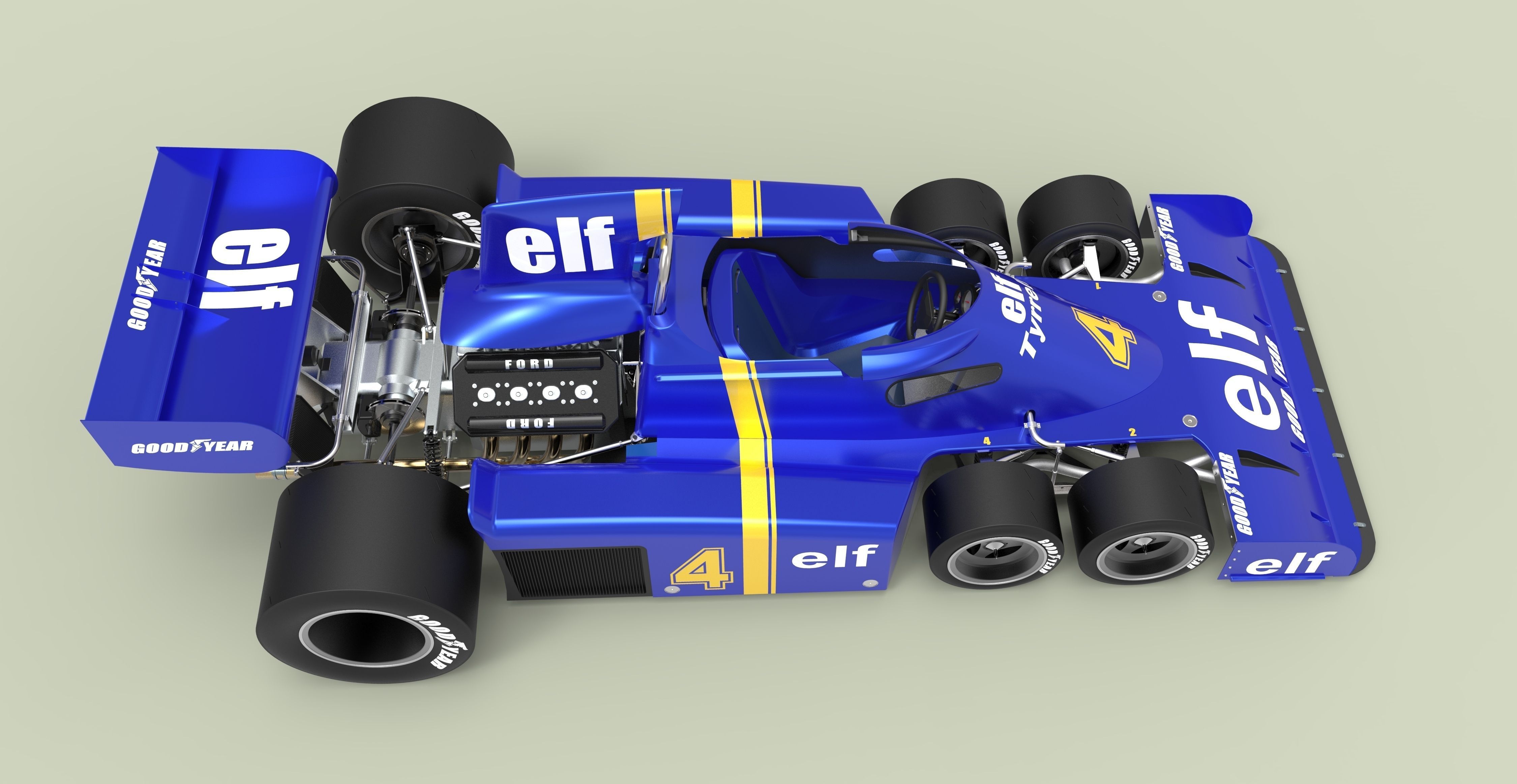 Tyrrell P34 six-wheeler formula 1 3D model | CGTrader