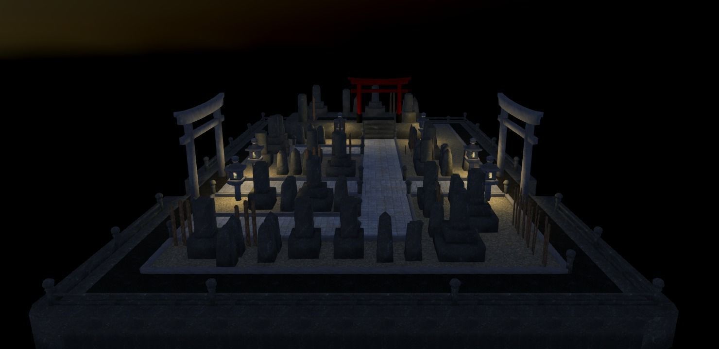 3D model Japanese Graveyard VR / AR / low-poly | CGTrader