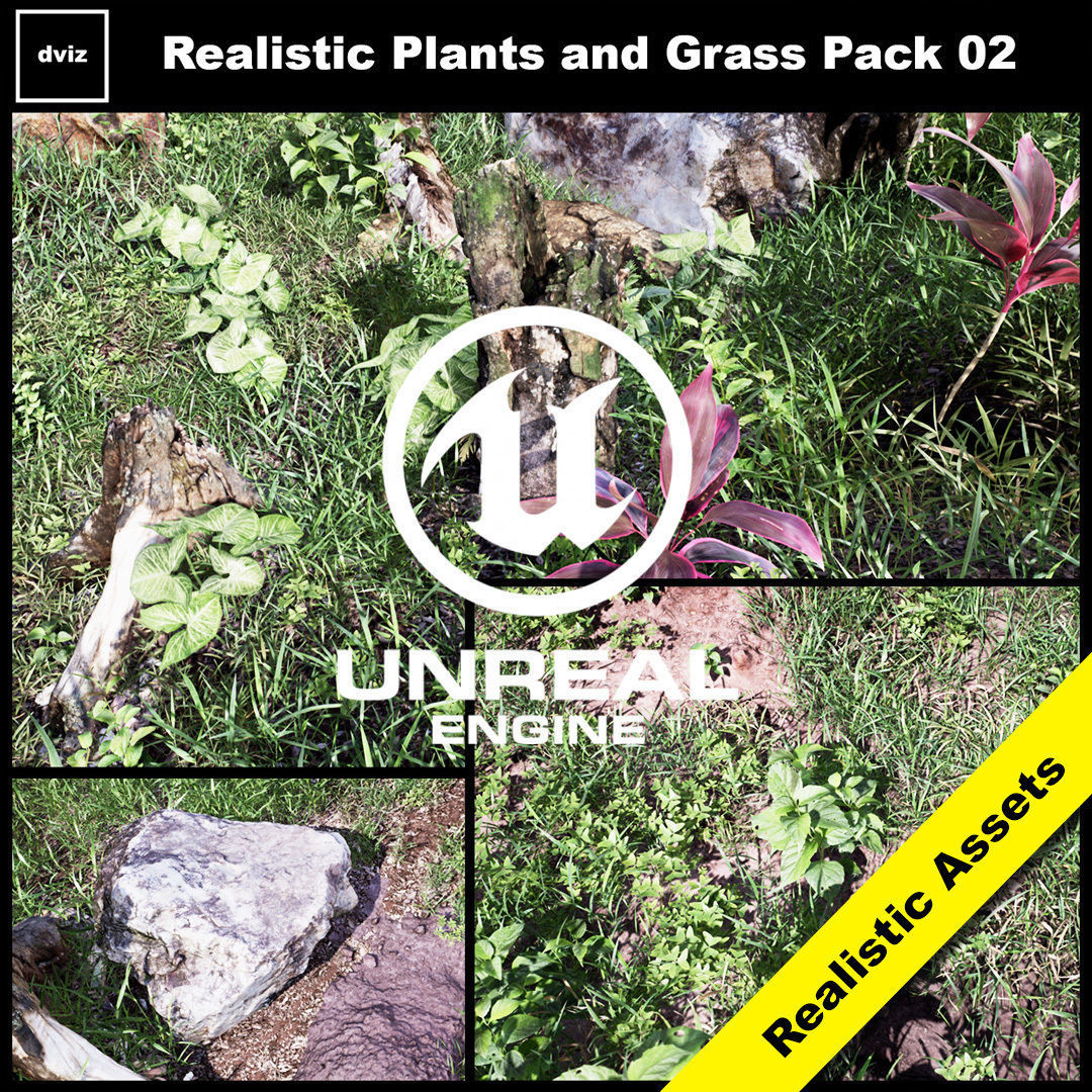 3D model Realistic Grass and Plants Pack 02 - Unreal Engine 4 VR / AR ...