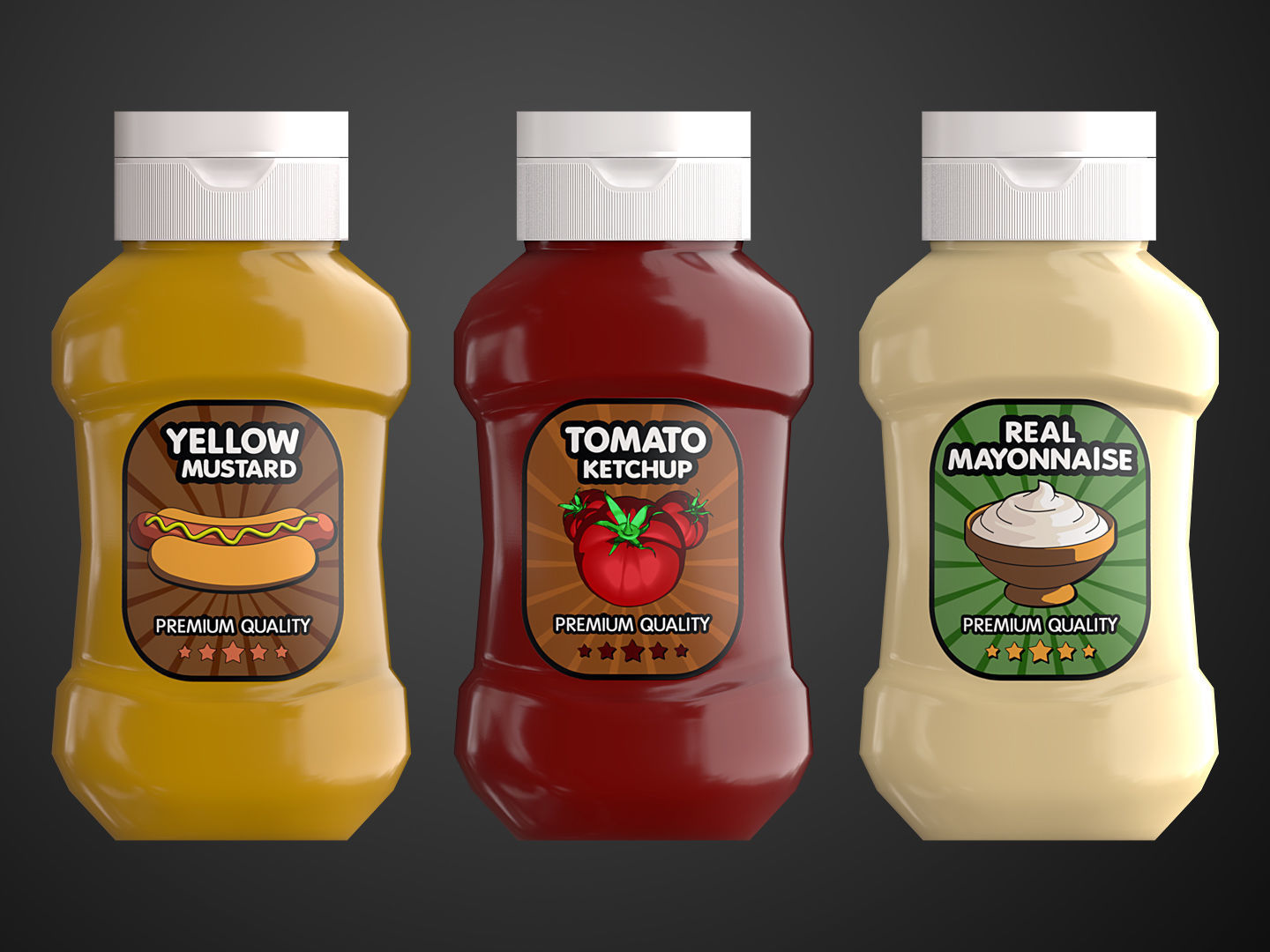 3D model Cartoon Sauce Bottles VR / AR / low-poly rigged | CGTrader