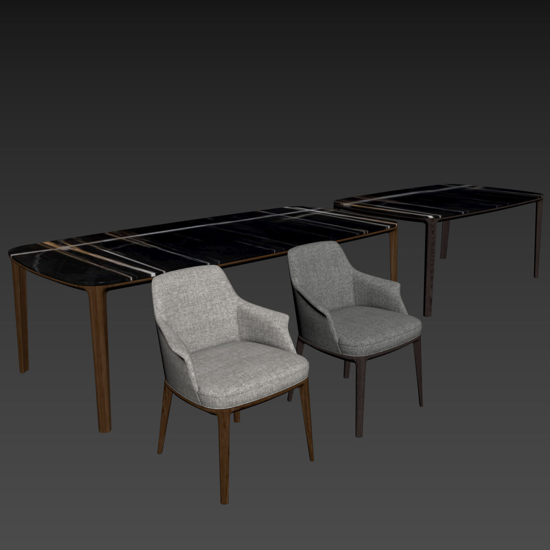 Poliform Sophie armchair Henry table set 3D model | CGTrader