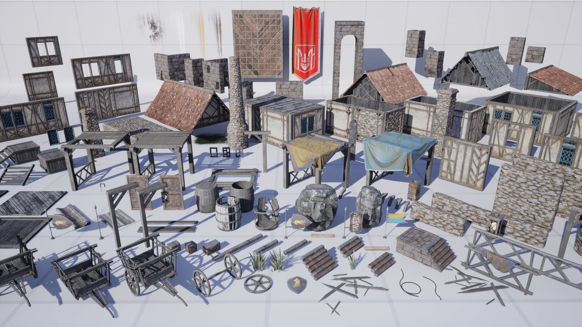 3D model Fantasy and Medieval Architecture Kit VR / AR / low-poly ...