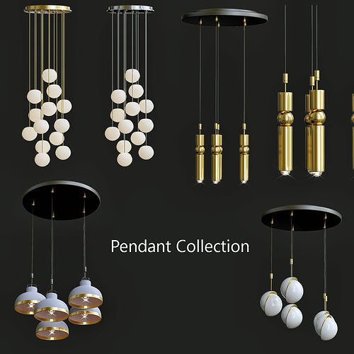Pendan collection pendant light with four balls hanging from it 3D ...