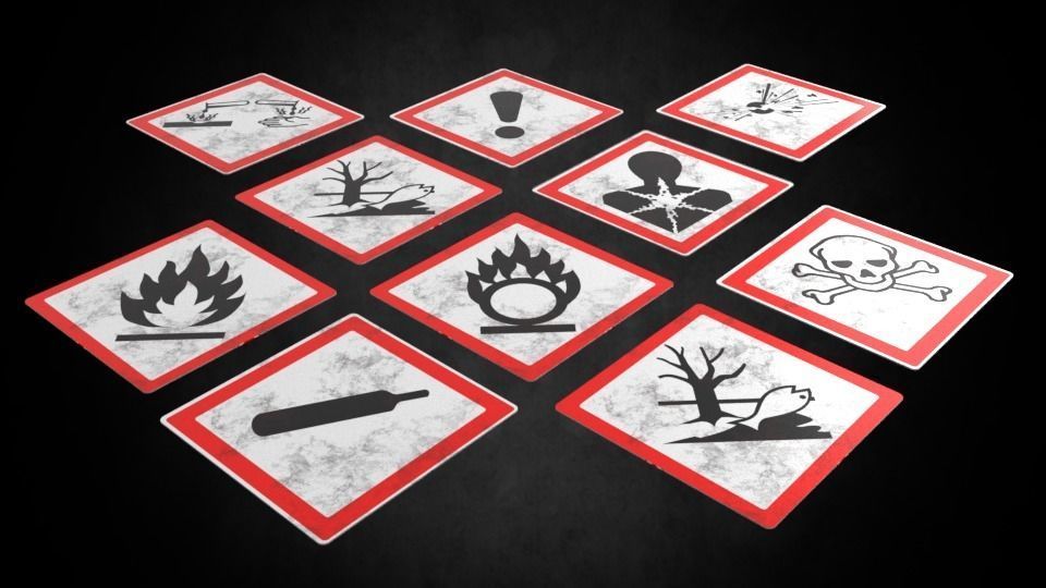 3D model hazard symbols asset pack VR / AR / low-poly | CGTrader