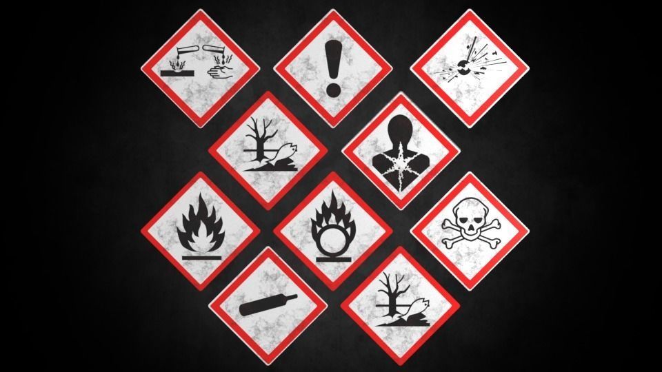 3D model hazard symbols asset pack VR / AR / low-poly | CGTrader