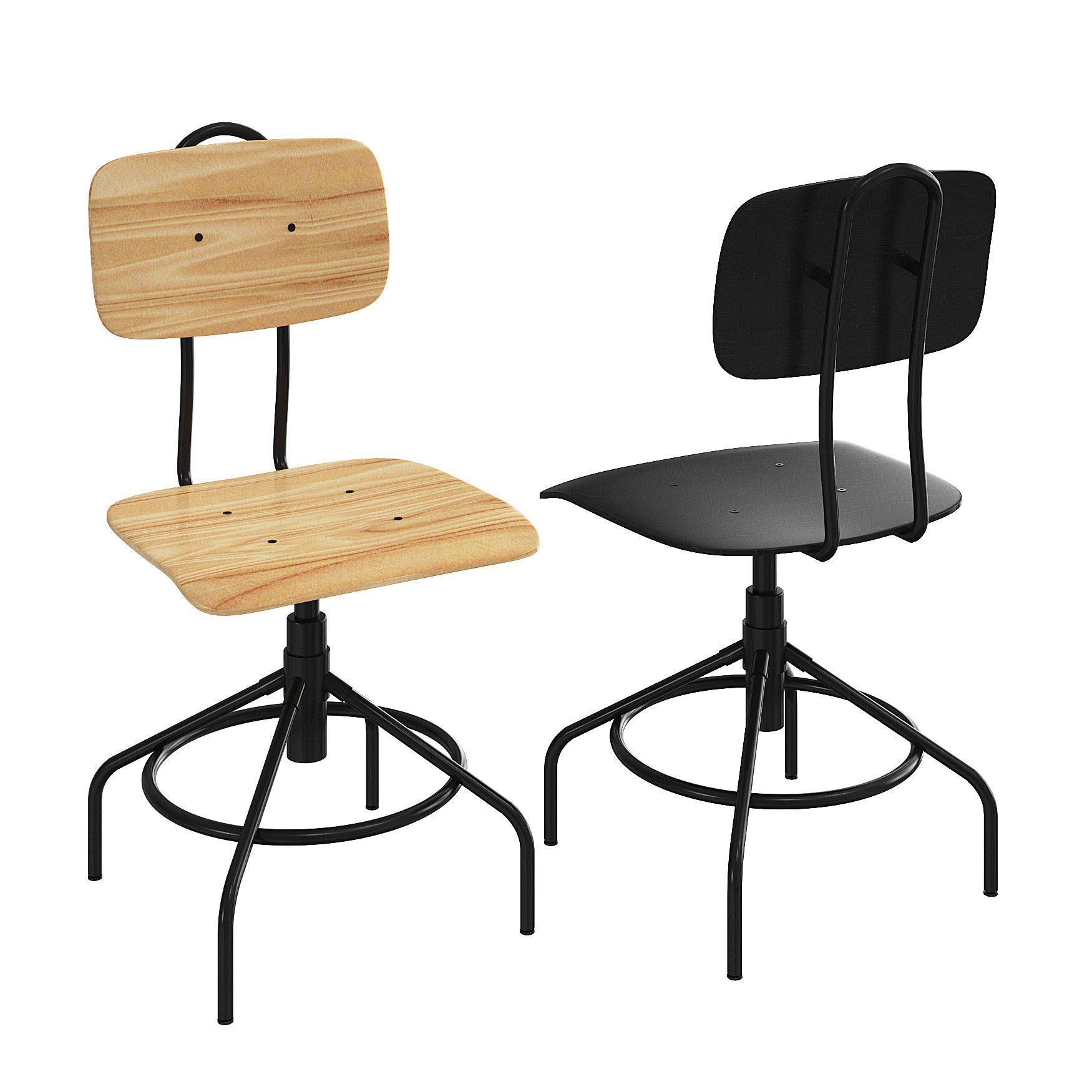 KULLABERG two chairs with seat and wooden frame 3D model | CGTrader