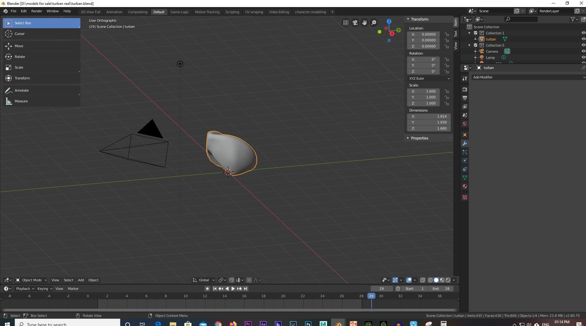 Punjabi Sikh Patiala Shahi Turban 3D model | CGTrader