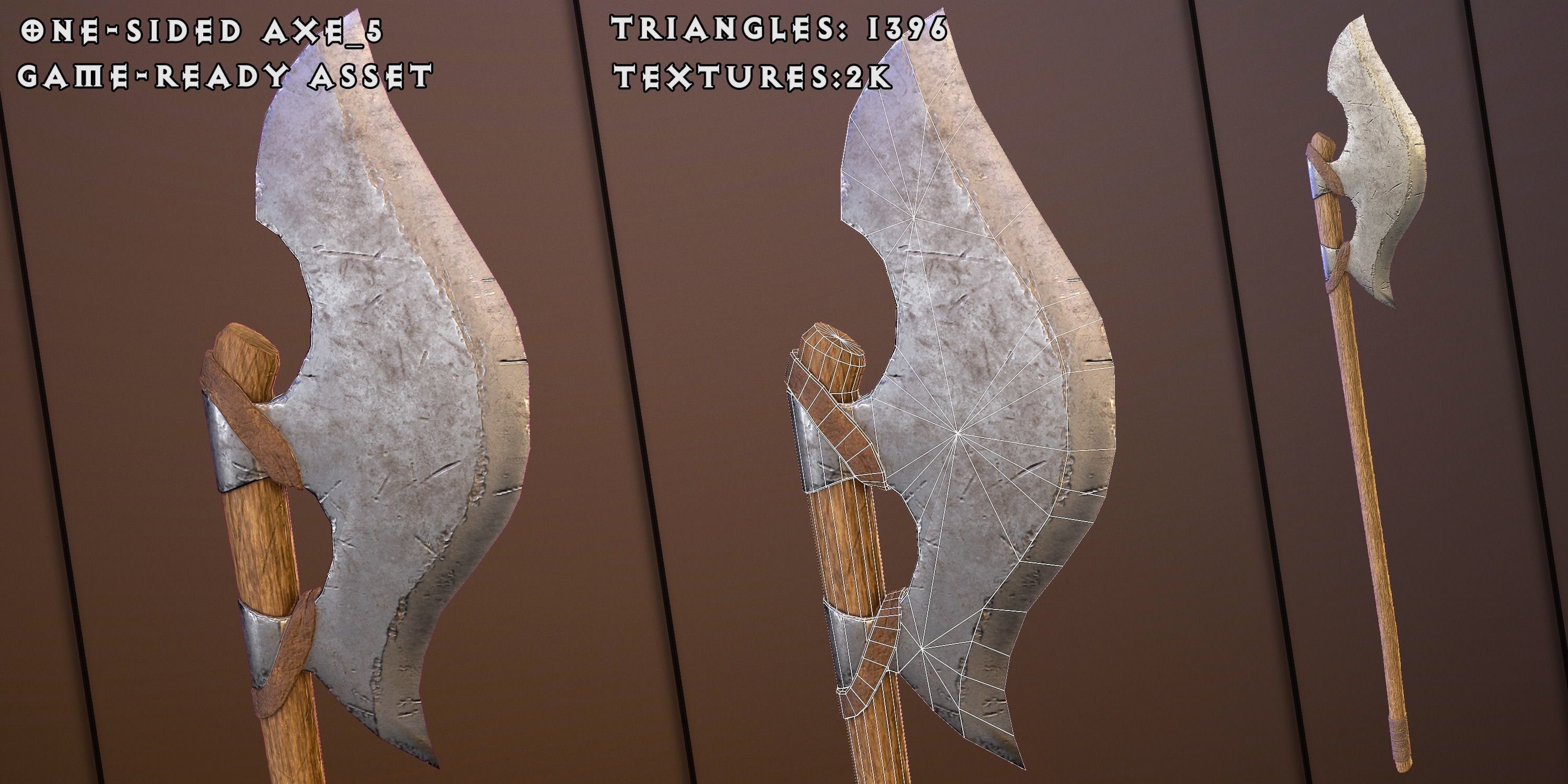 3D model Medieval one-sided axes pack VR / AR / low-poly | CGTrader