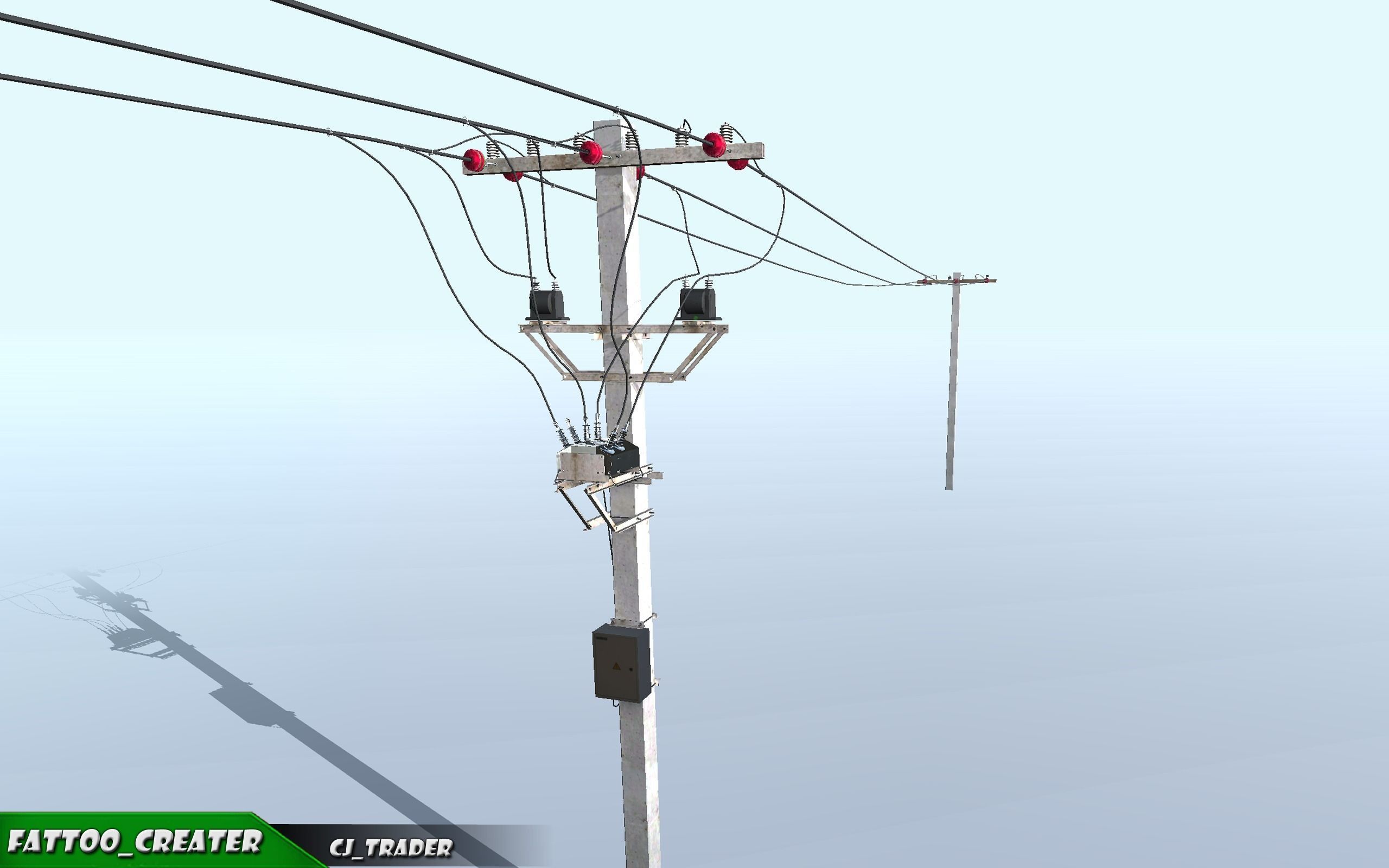 3D model Lowpoly Modular Power line Set 3D model VR / AR / low-poly ...