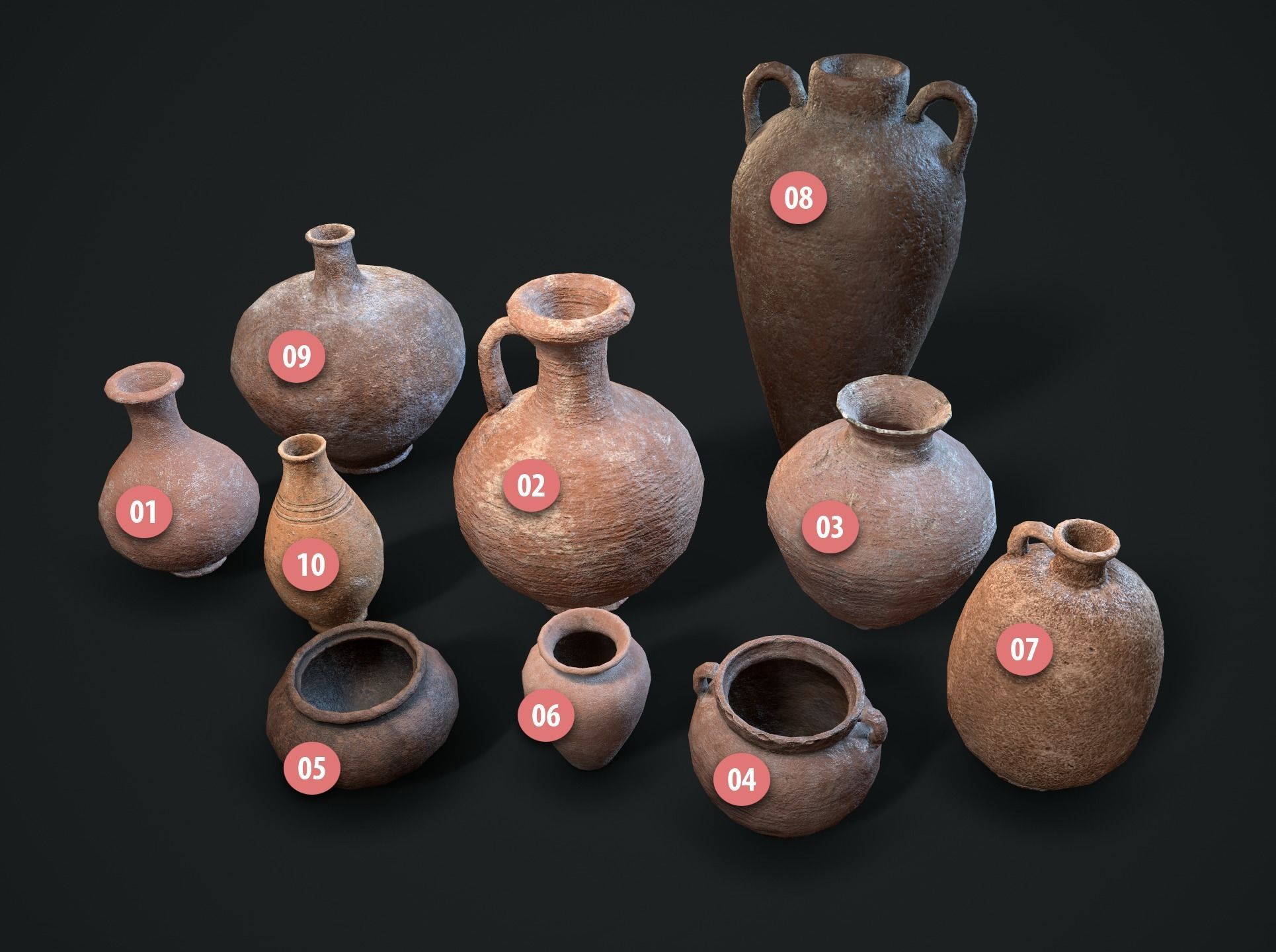 3D model Ancient clay pots VR / AR / low-poly | CGTrader