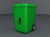 3D model Low Poly Dustbin model garbage can on wheels VR / AR / low ...