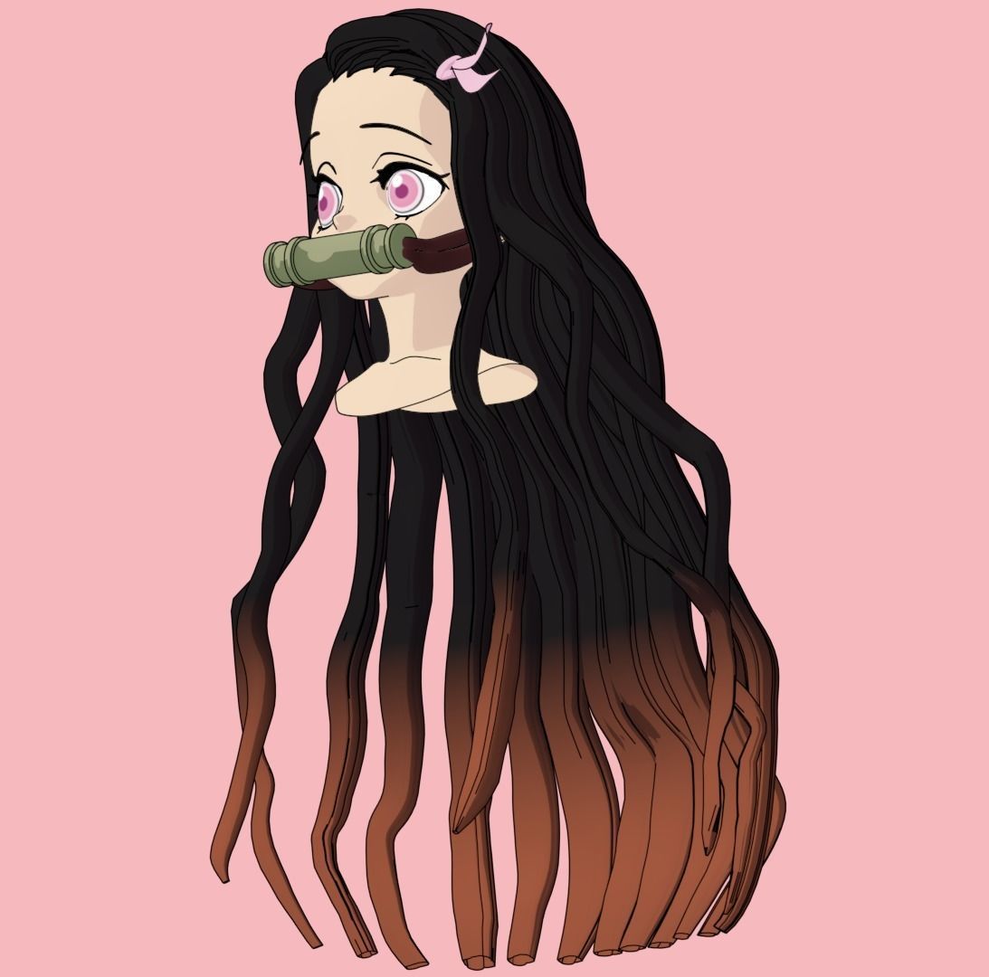Nezuko Kamado hairstyle 3D 3D model | CGTrader