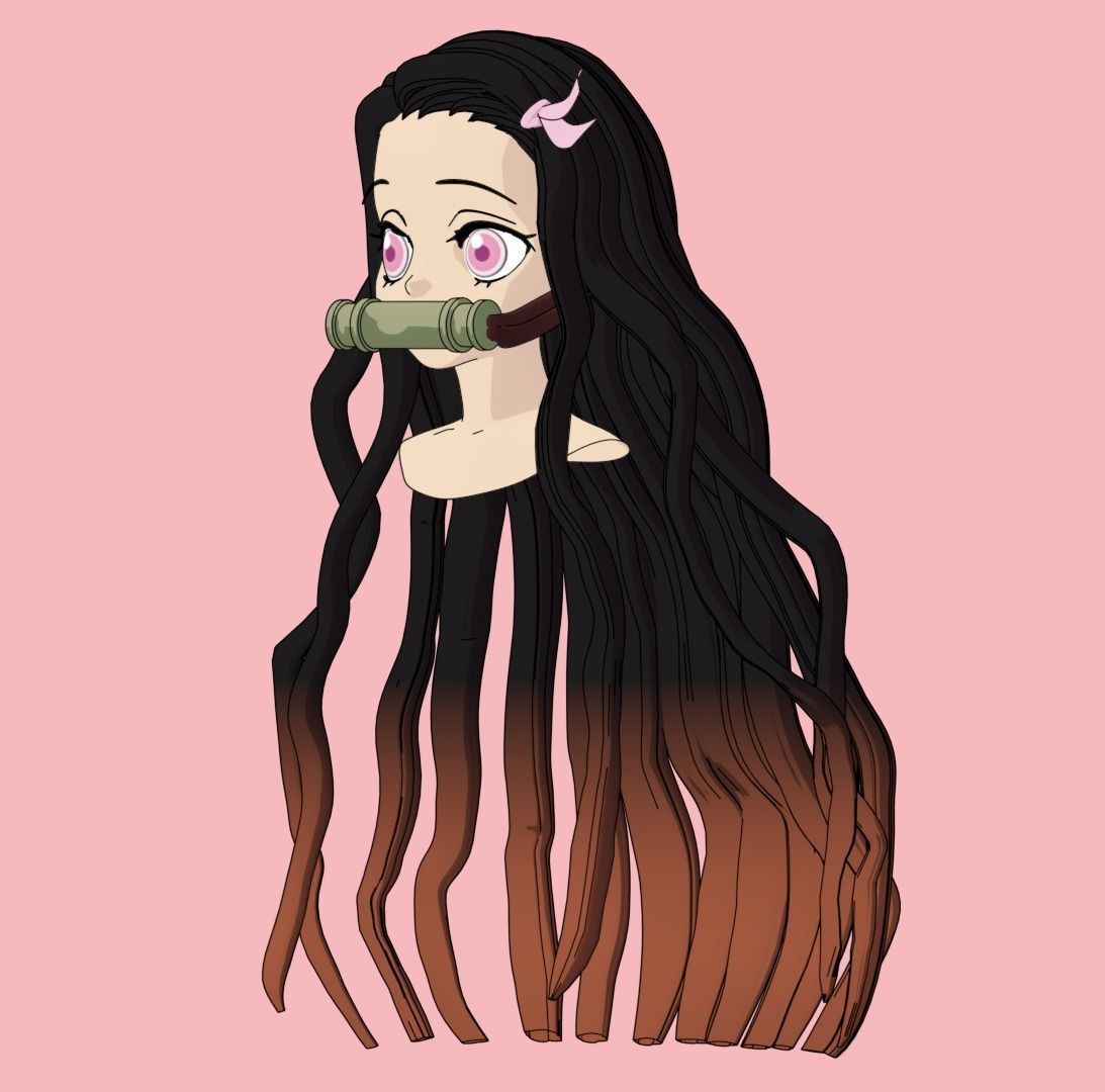 Nezuko Kamado hairstyle 3D 3D model | CGTrader