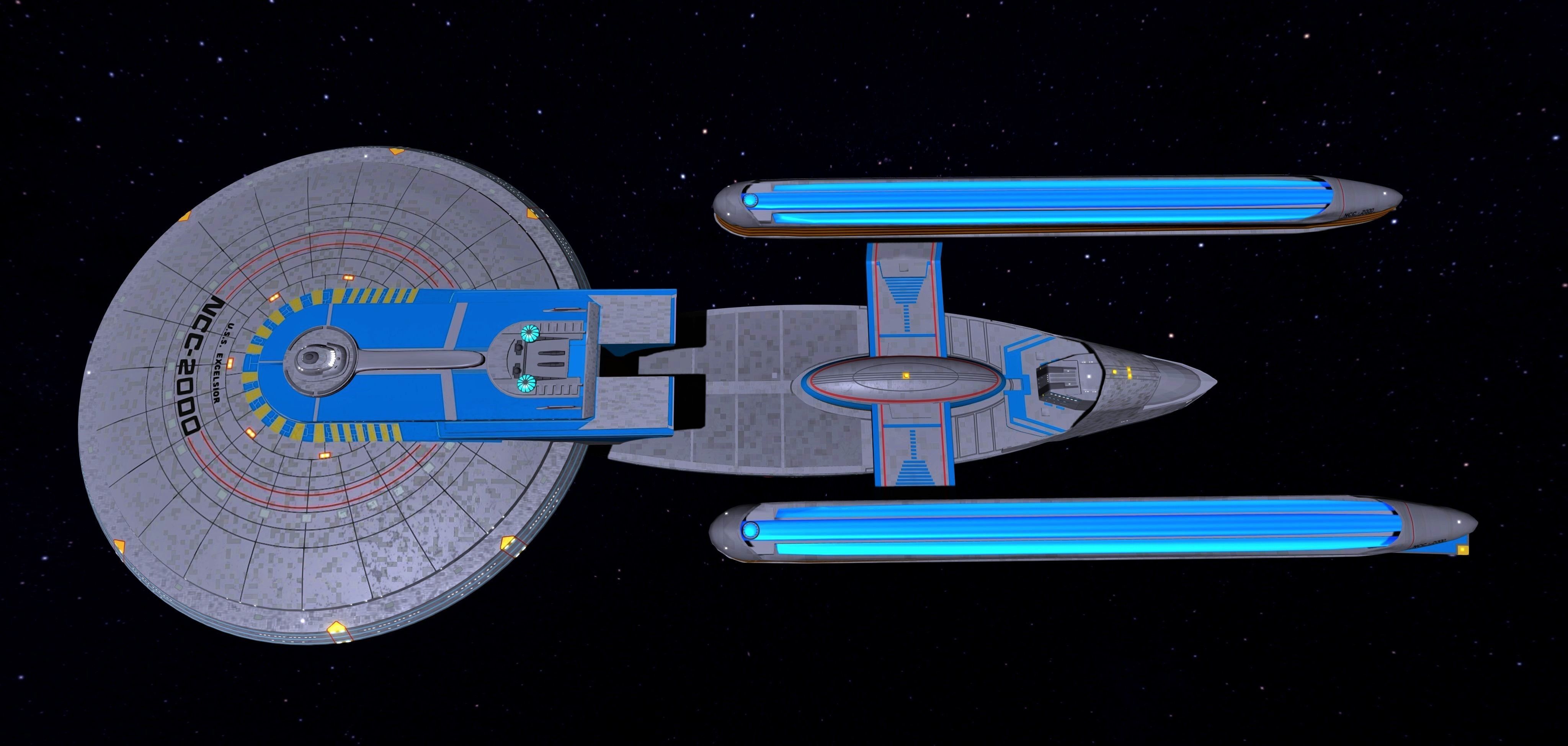 3D model STAR TREK - USS EXCELSIOR NCC-2000 STARSHIP VR / AR / low-poly ...